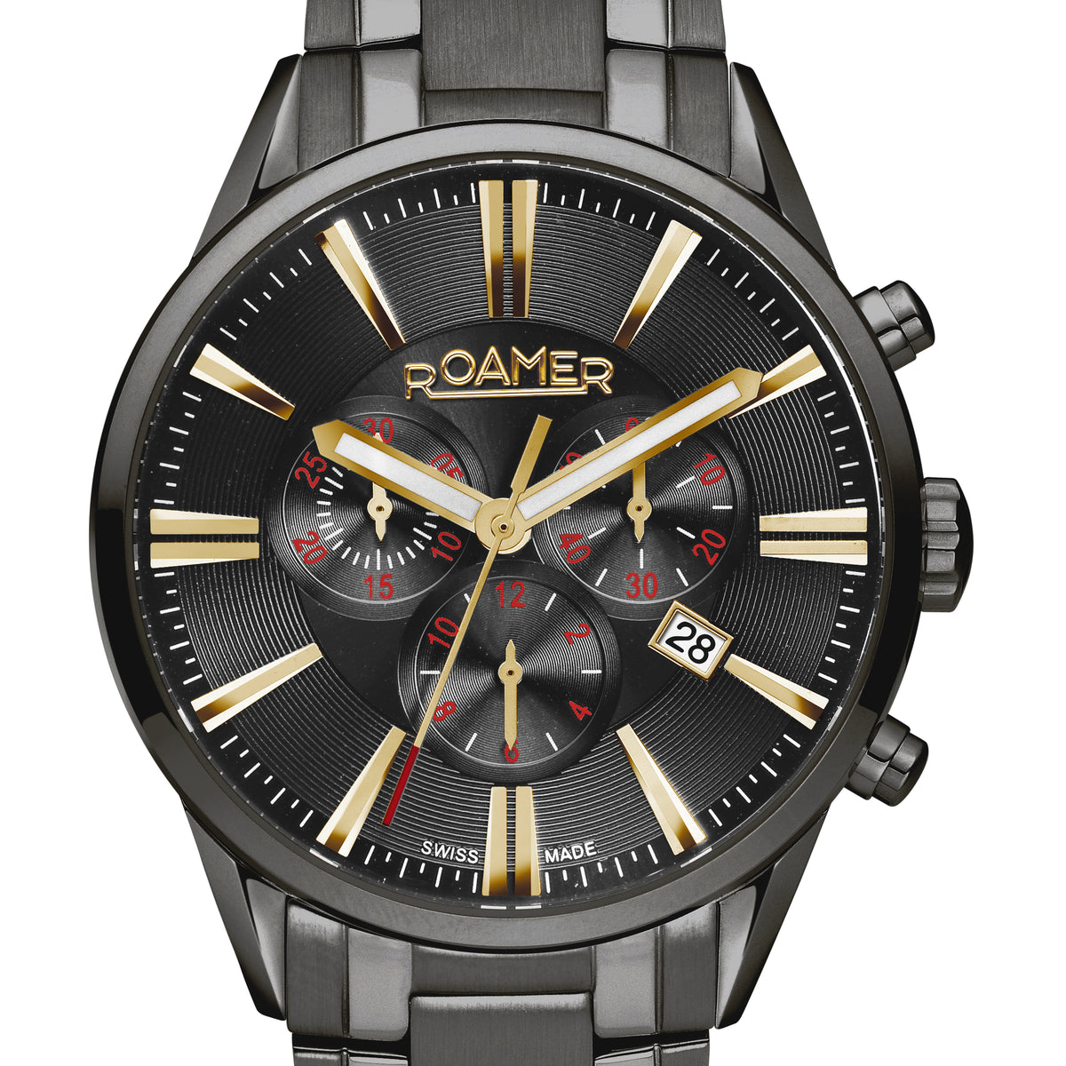 Roamer Superior Chronograph 44mm Black Stainless Steel Strap Watch ...